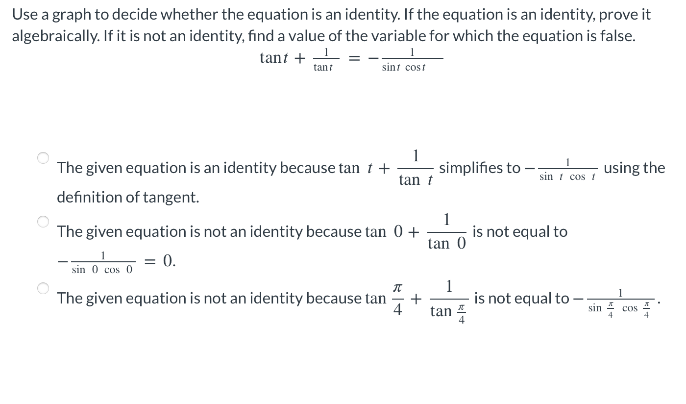 Solved Use a graph to decide whether the equation is an | Chegg.com