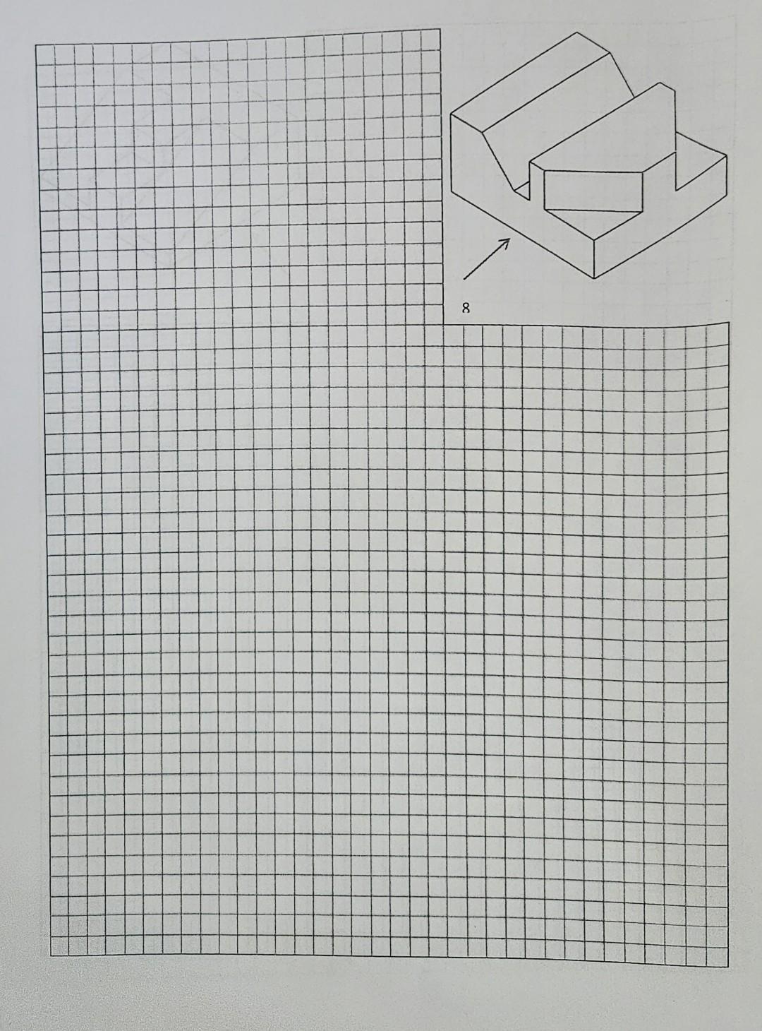 Solved Develop a three-view drawing for the following | Chegg.com