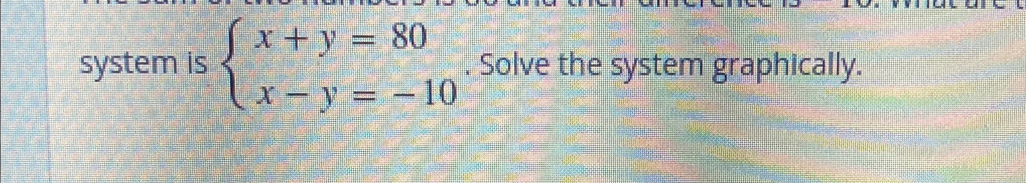 Solved system is x+y=80x-y=-10. ﻿Solve the system | Chegg.com