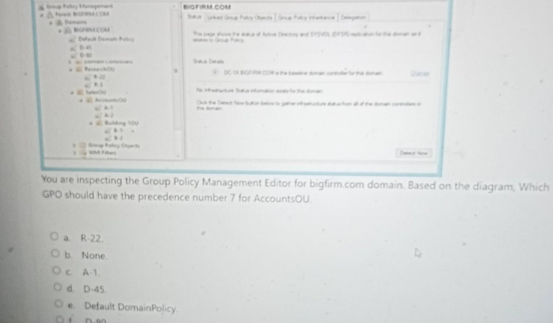 GPO should have the precedence number 7 for | Chegg.com