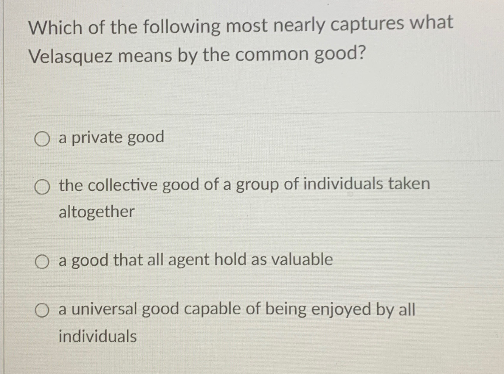 Solved Which of the following most nearly captures what | Chegg.com