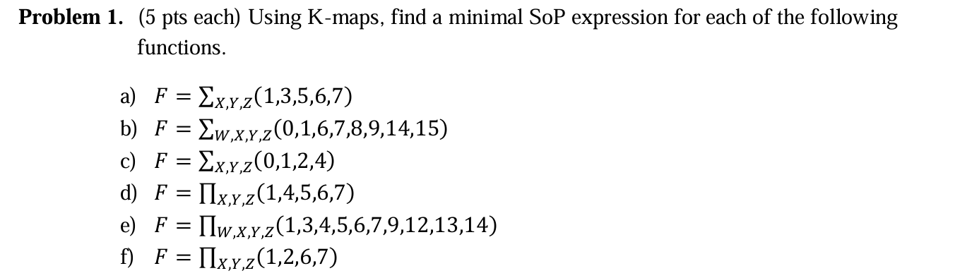 Solved Problem 1 5 Pts ﻿each ﻿using K Maps Find A 5325