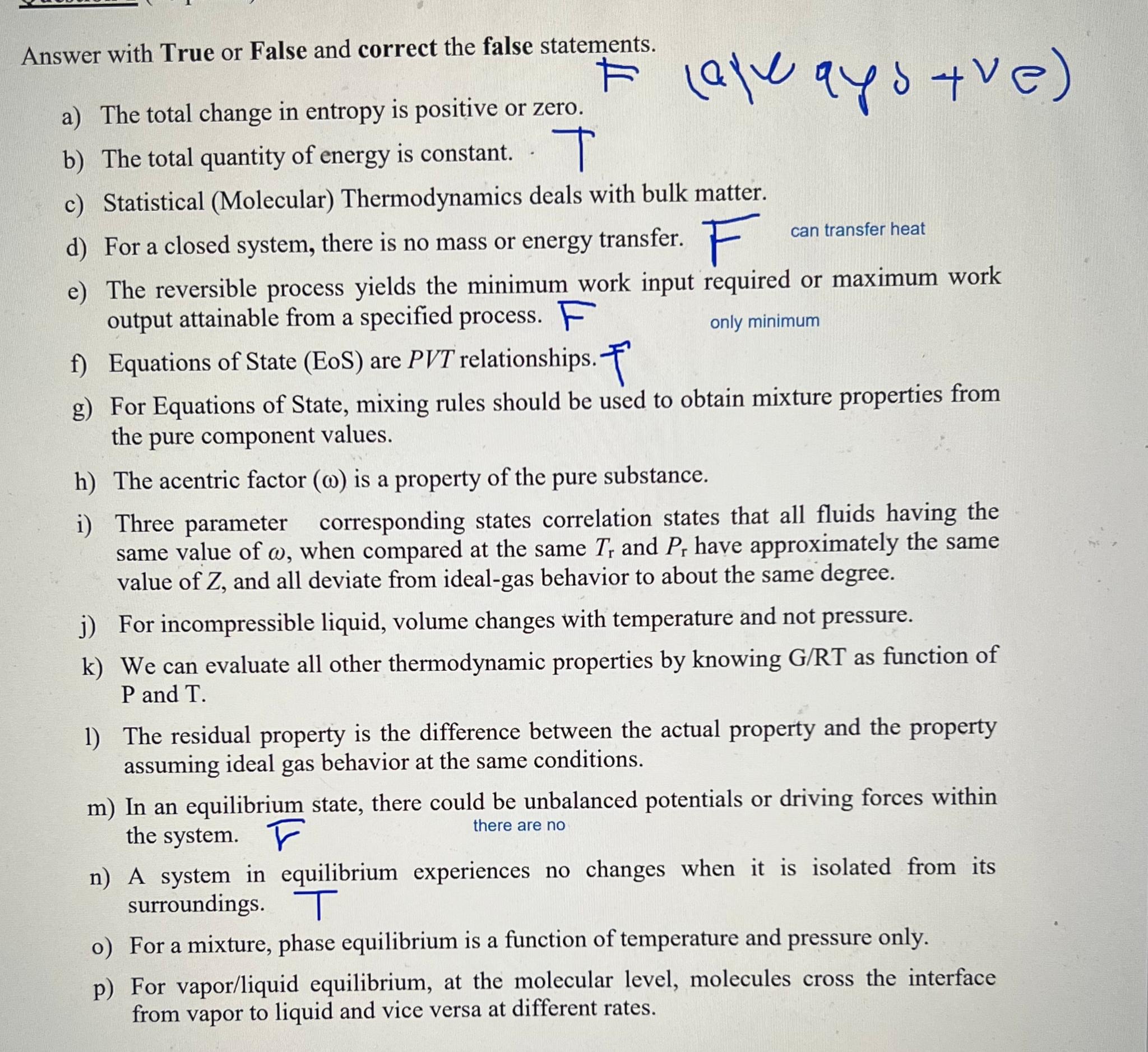 Solved Answer with True or False and correct the false | Chegg.com