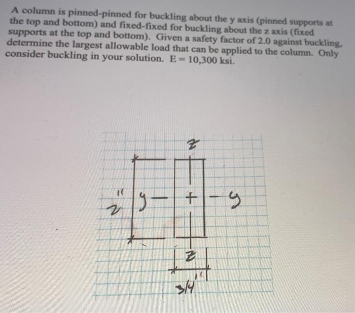 Solved A column is pinned-pinned for buckling about the y | Chegg.com