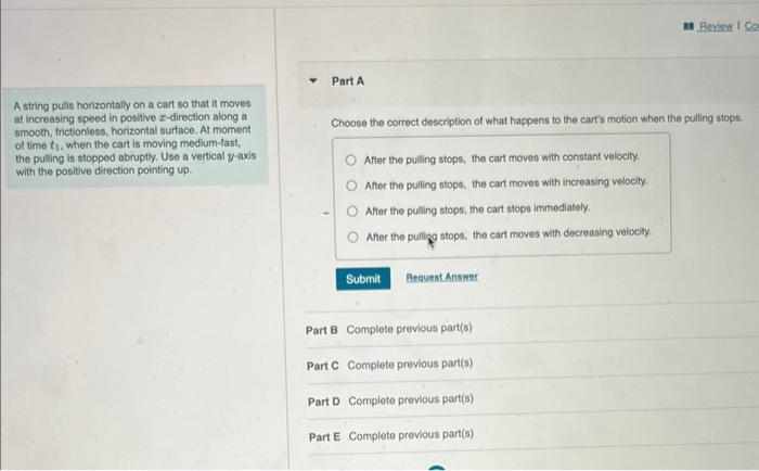 Solved A string puls horizontally on a cart so that it moves | Chegg.com