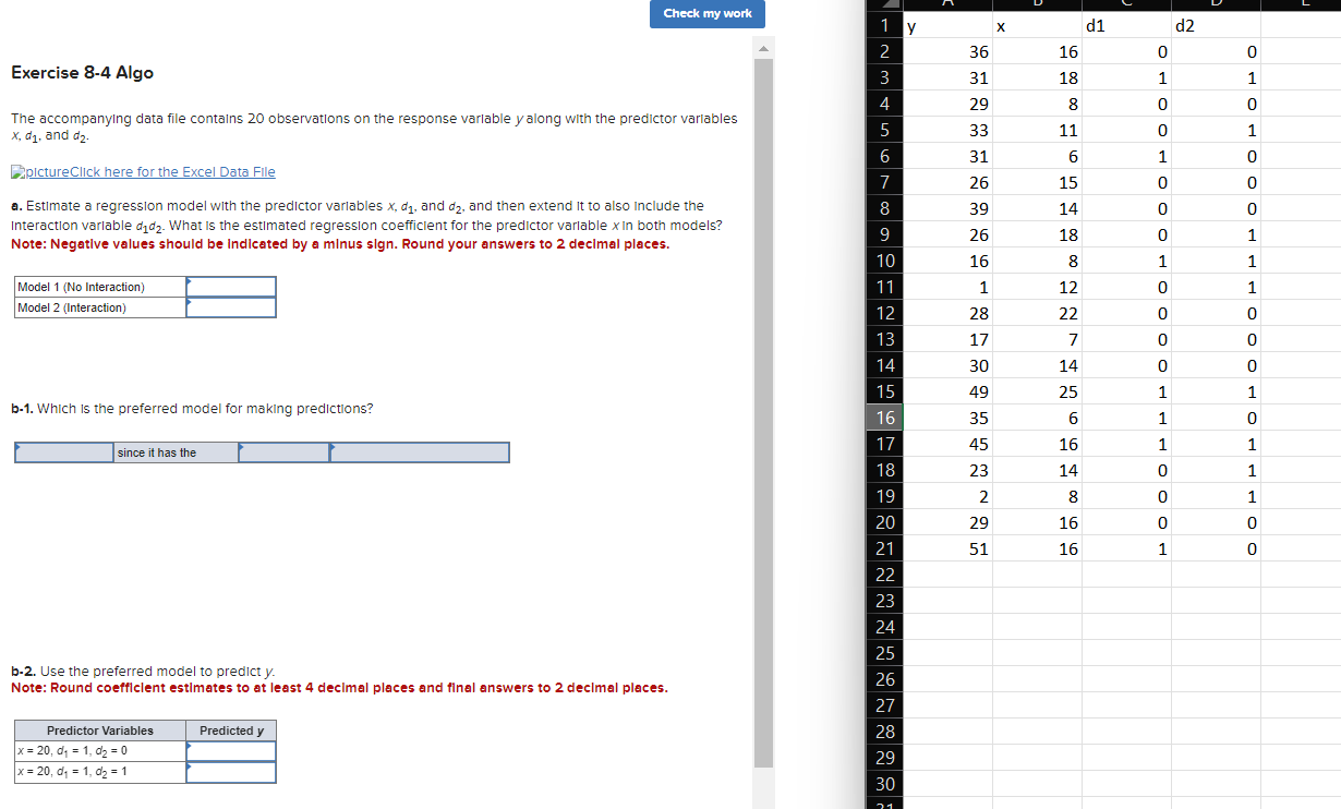 Solved Exercise 8-4 ﻿AlgoThe accompanying data file contains | Chegg.com