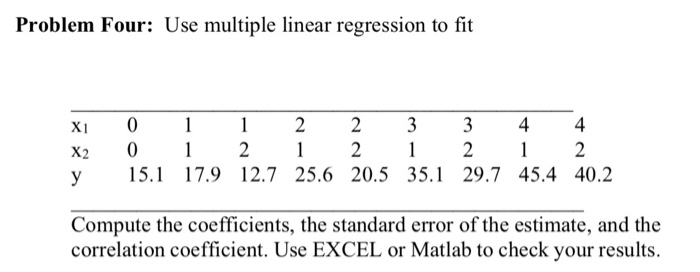 Solved Problem Four: Use multiple linear regression to fit X | Chegg.com
