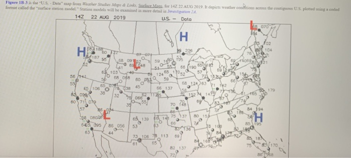 Solved Figure 1B 3 is the U.S. - Data" map from Weather | Chegg.com