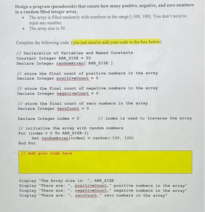 Solved Design a program (pseudocode) that counts how many | Chegg.com