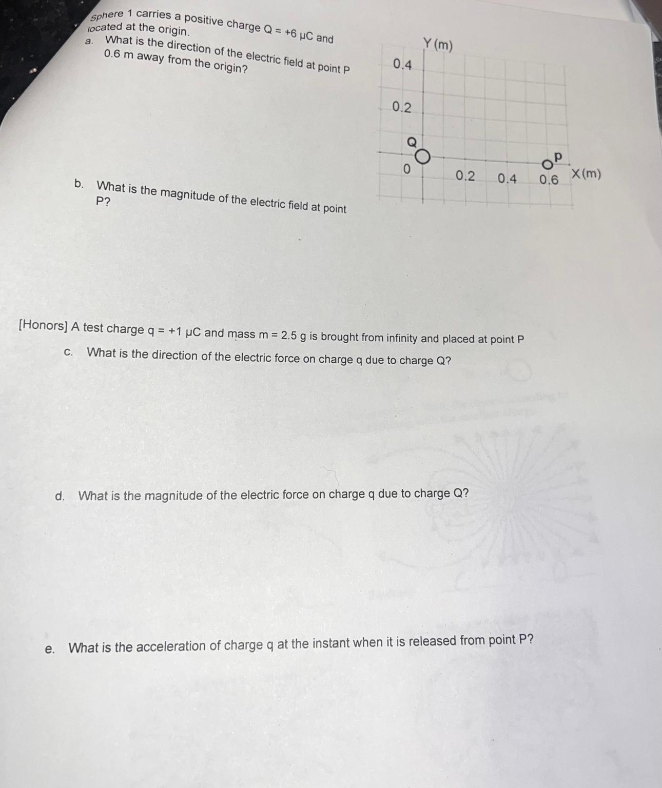 Solved sphere 1 ﻿carries a positive charge Q=+6μC ﻿and | Chegg.com