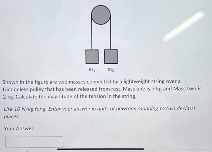 Solved Shown in the figure are two masses connected by a | Chegg.com
