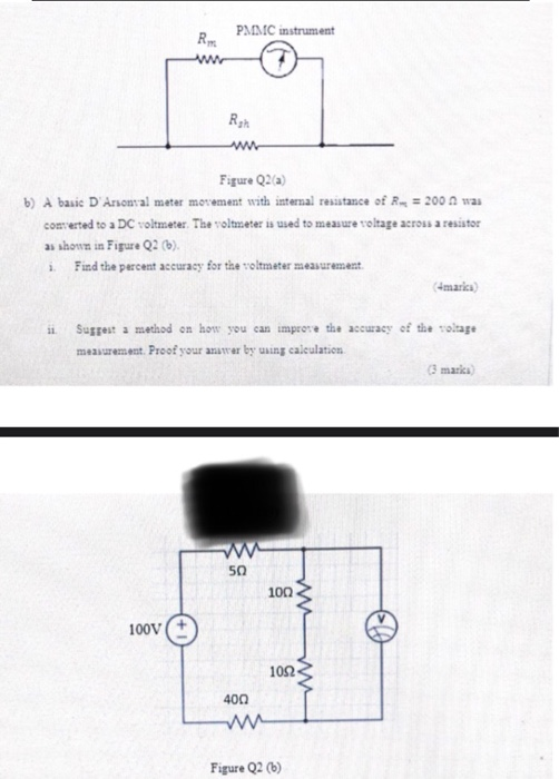 Solved RM PMMC instrument wr Rih w Figure Q2(a) b) A basic D | Chegg.com