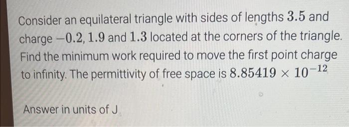 Solved Consider an equilateral triangle with sides of | Chegg.com