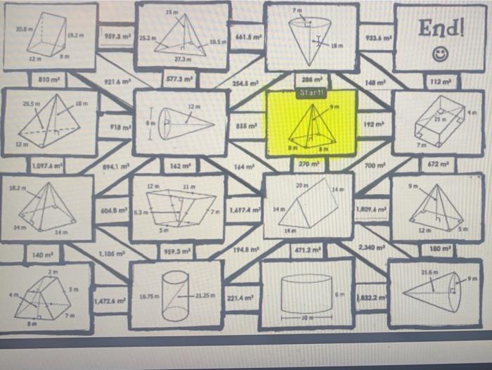 Solved Volume of: Pyramids, Cones, Prisms, ka Cylinders Maze | Chegg.com