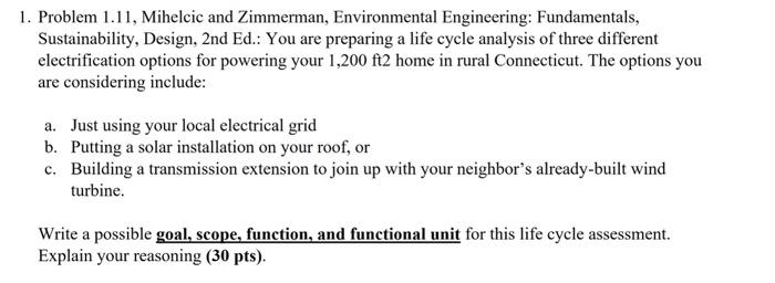 Solved 1. Problem 1.11, Mihelcic and Zimmerman, | Chegg.com