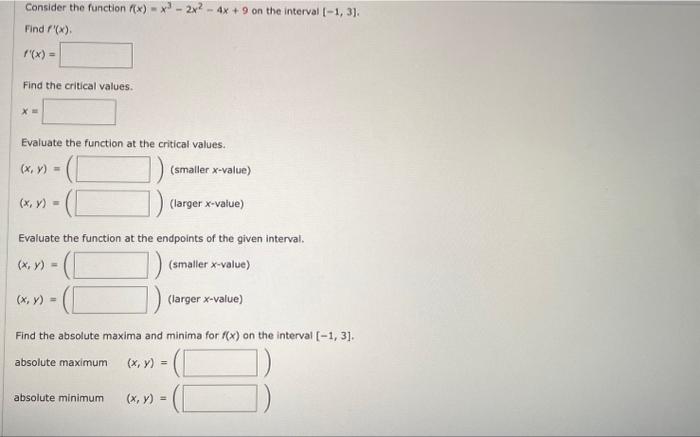 Solved Consider the function f(x)=x3−2x2−4x+9 on the | Chegg.com