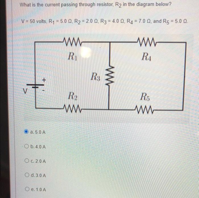 Solved What is the current passing through resistor, R2 in | Chegg.com