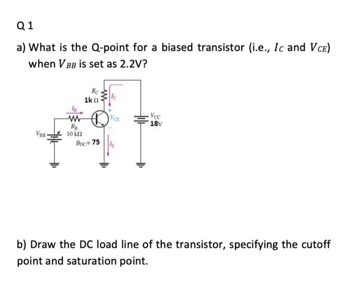Solved a) What is the Q-point for a biased transistor (i.e., | Chegg.com