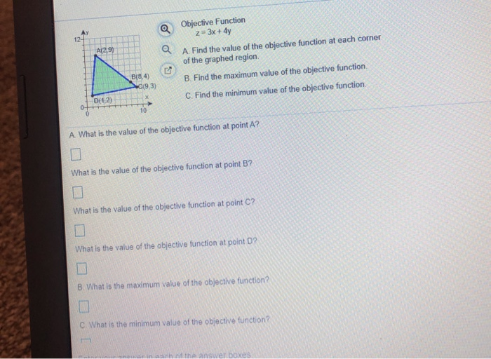 Solved Objective Function Z 3x 4y 12 A 2 9 A A Find The