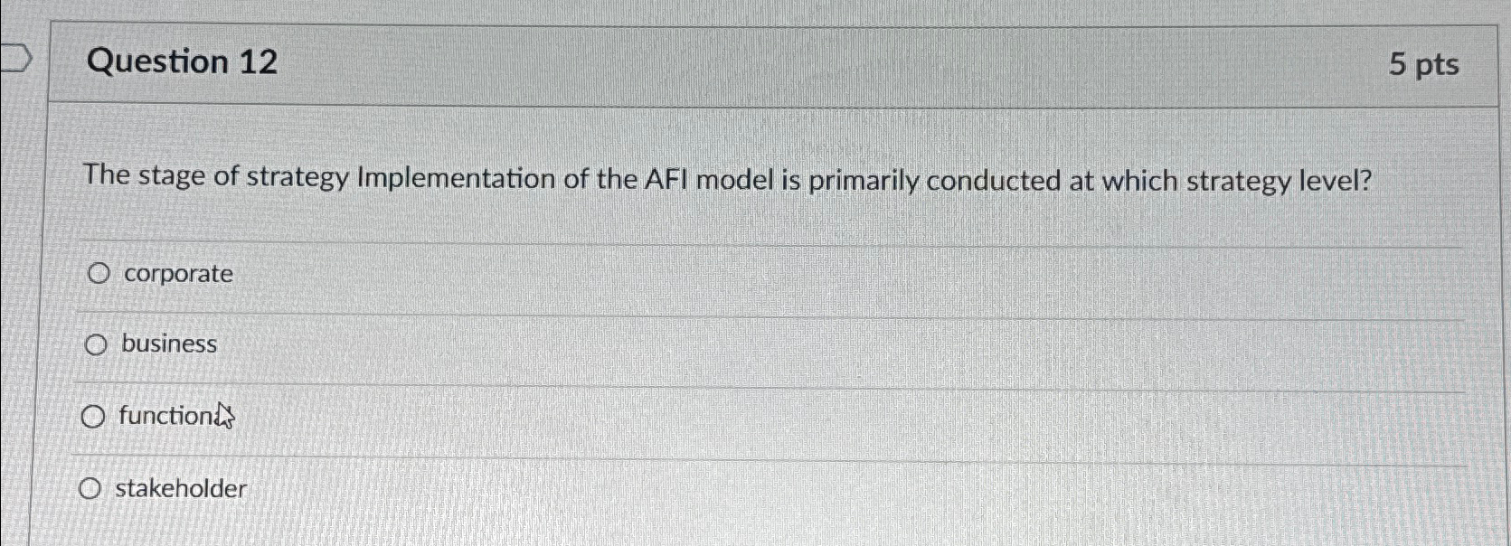 Solved Question 125 ﻿ptsThe stage of strategy Implementation | Chegg.com