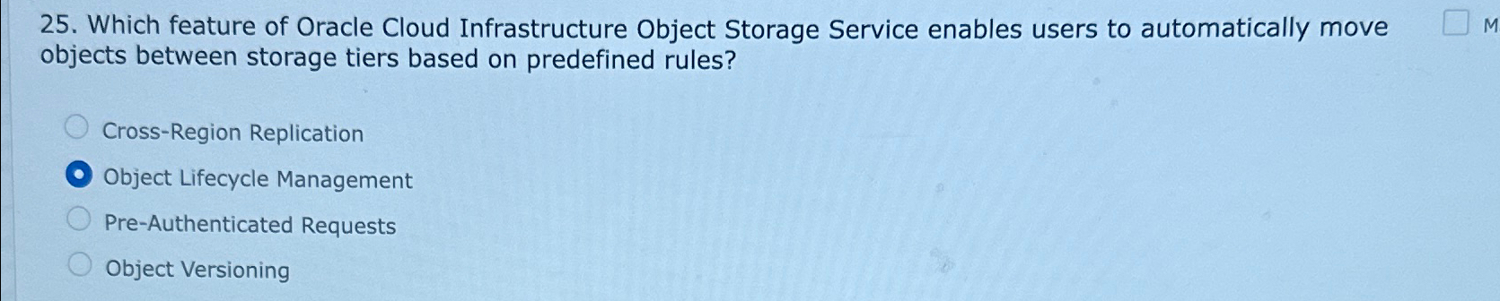 Solved Which feature of Oracle Cloud Infrastructure Object | Chegg.com