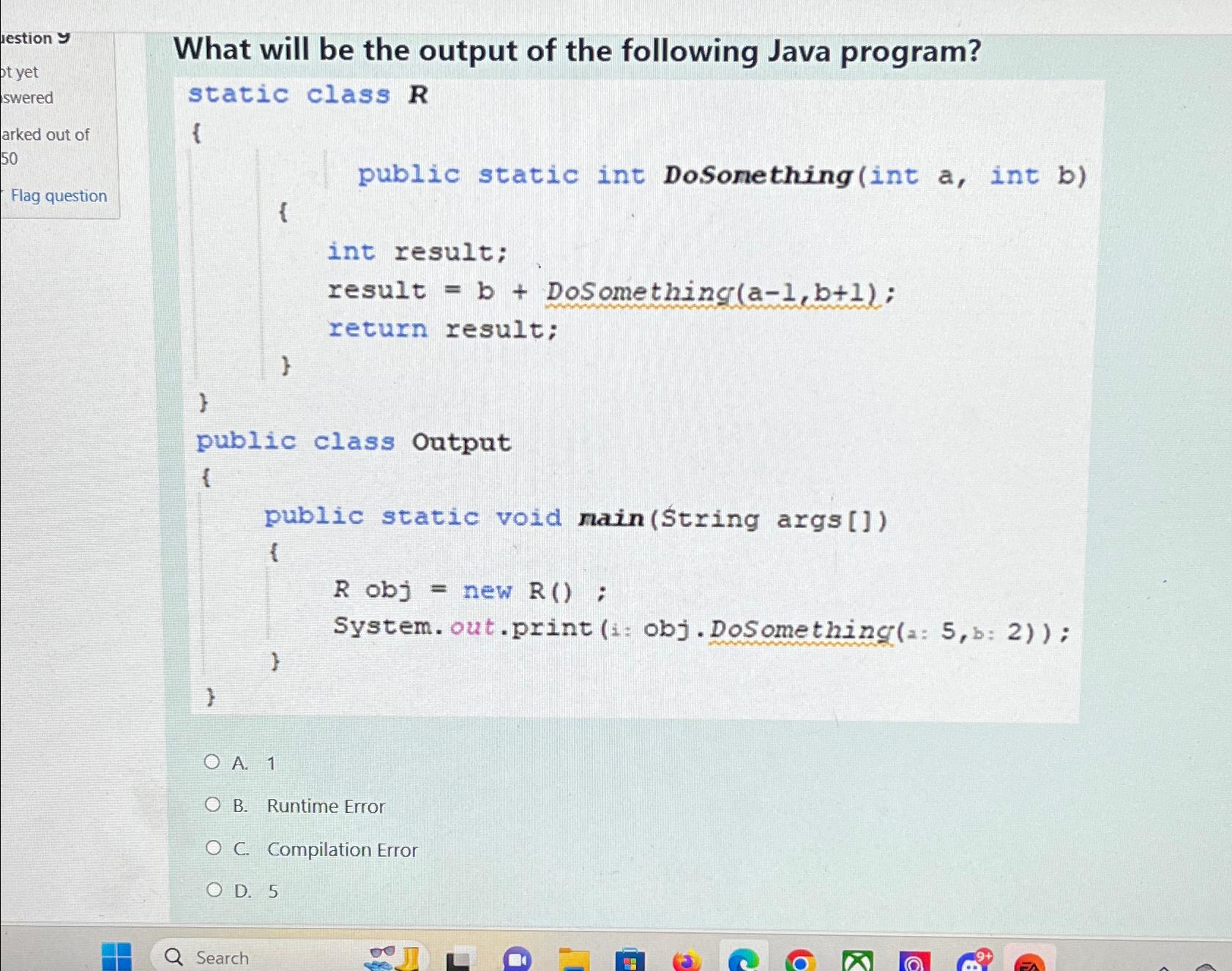 Solved lestion ytyetsweredarked out of50Flag questionWhat | Chegg.com