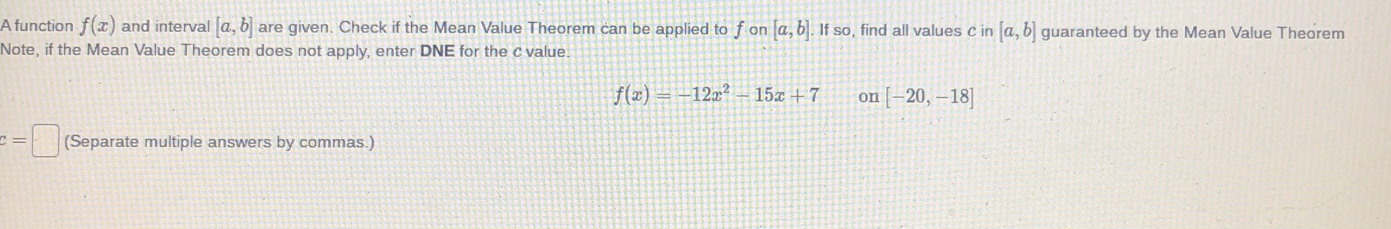 Solved A function f(x) ﻿and interval a,b ﻿are given. Check | Chegg.com