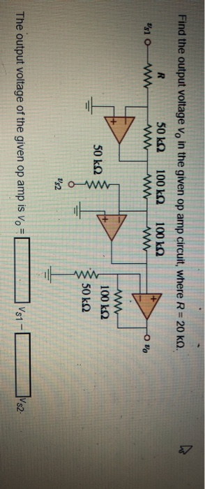 Solved Find the output voltage v, in the given op amp | Chegg.com