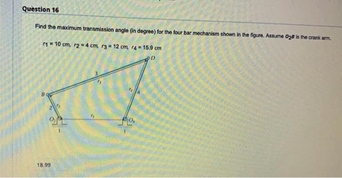 Solved Question 16 Find the maximum transmission angle (in | Chegg.com