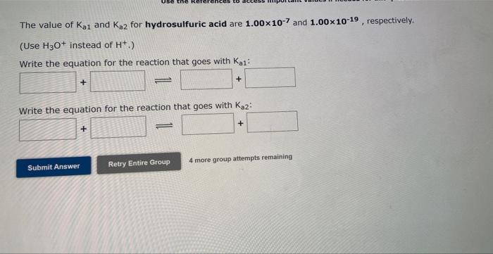 Solved The value of Ka1 and Ka2 for hydrosulfuric acid are | Chegg.com