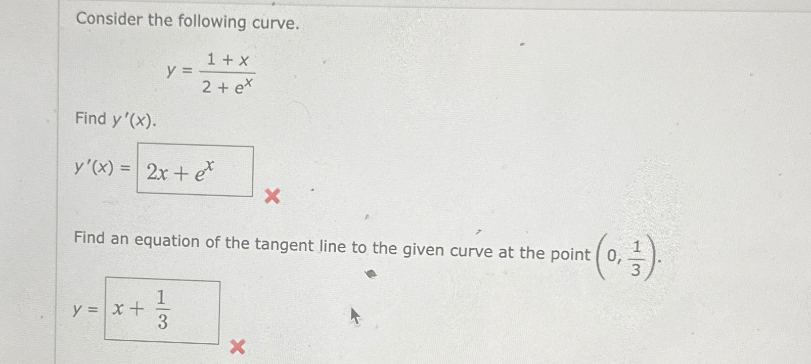 Solved Consider the following curve.y=1+x2+exFind | Chegg.com