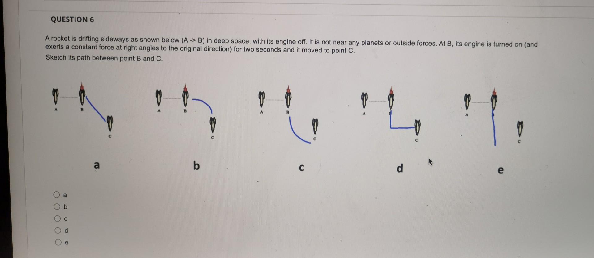 Solved A rocket is drifting sideways as shown below (A-> B) | Chegg.com
