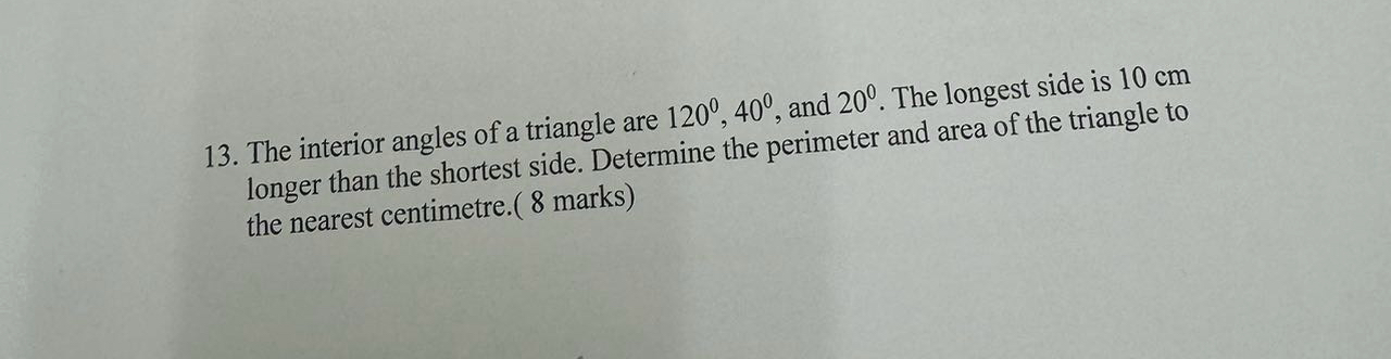 Solved The interior angles of a triangle are 120°,40°, ﻿and | Chegg.com