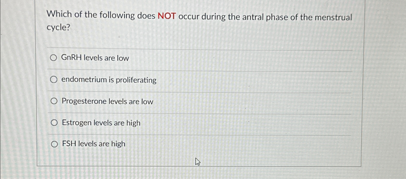 Solved Which of the following does NOT occur during the | Chegg.com