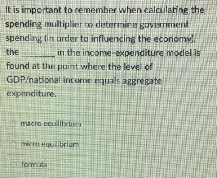 Solved It is important to remember when calculating the | Chegg.com