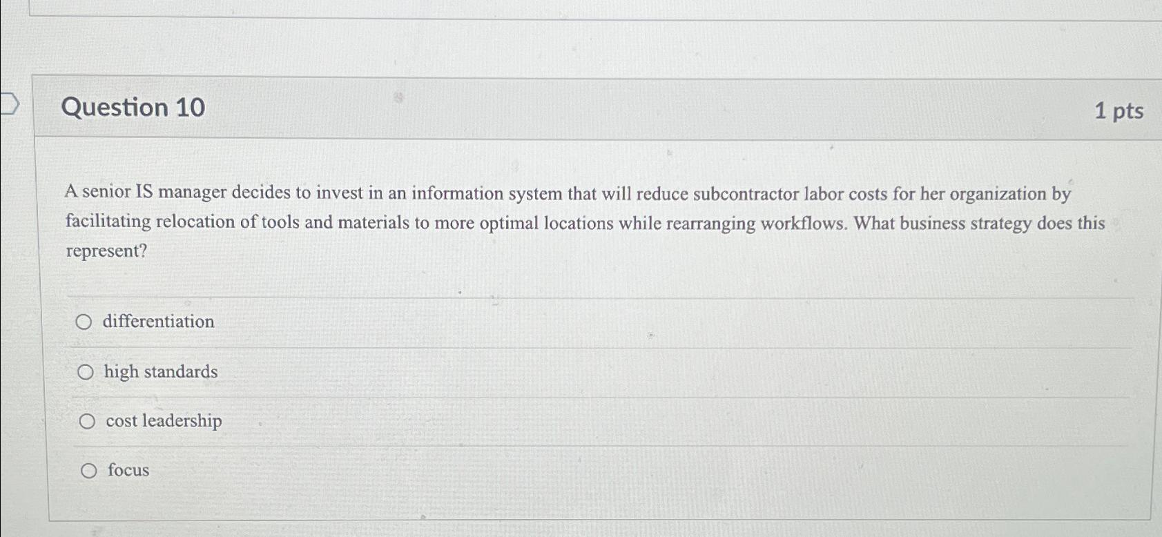 Solved Question 101 ﻿ptsA senior IS manager decides to | Chegg.com