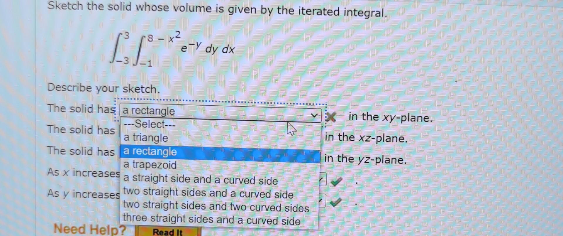 Solved Sketch the solid whose volume is given by the | Chegg.com