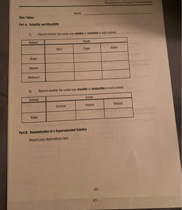 Solved Solubility and Solution Concentration Name: Data | Chegg.com