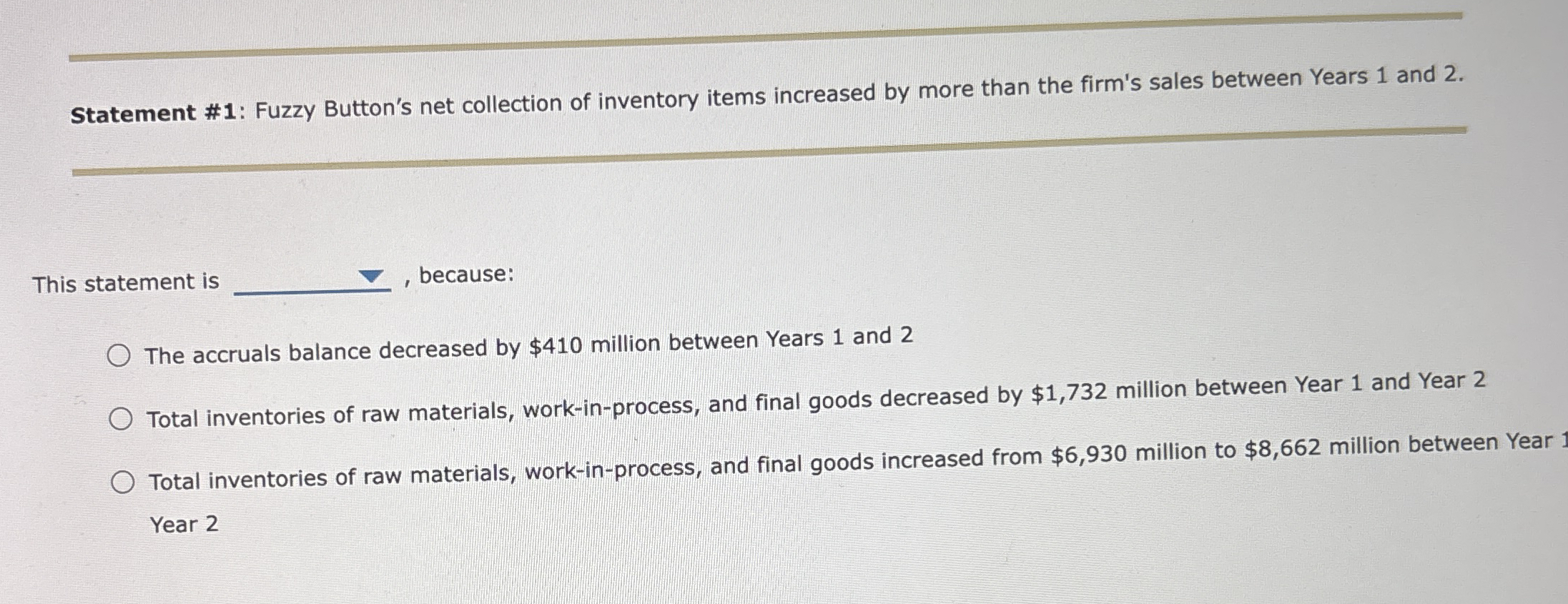 Solved Statement #1: Fuzzy Button's net collection of | Chegg.com