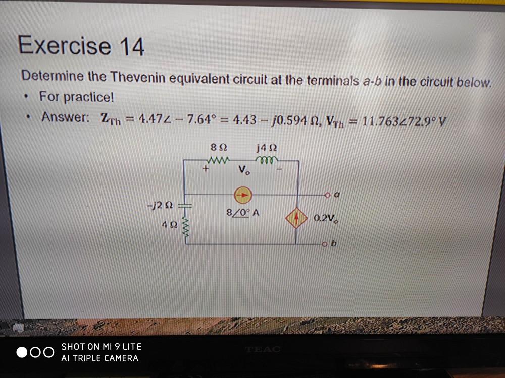 Solved Exercise 14 Determine the Thevenin equivalent circuit | Chegg.com