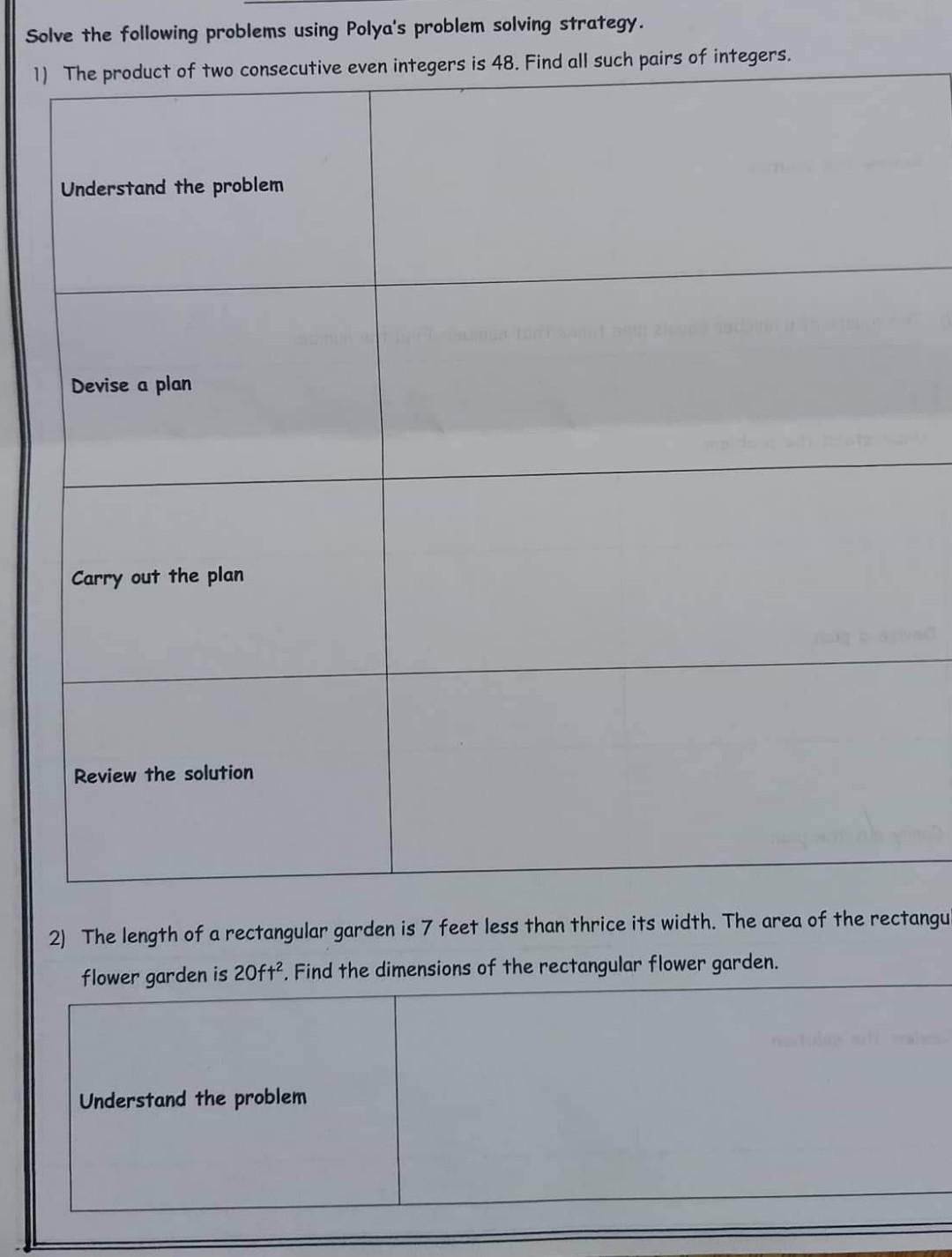 Solved Solve the following problems using Polya's problem | Chegg.com