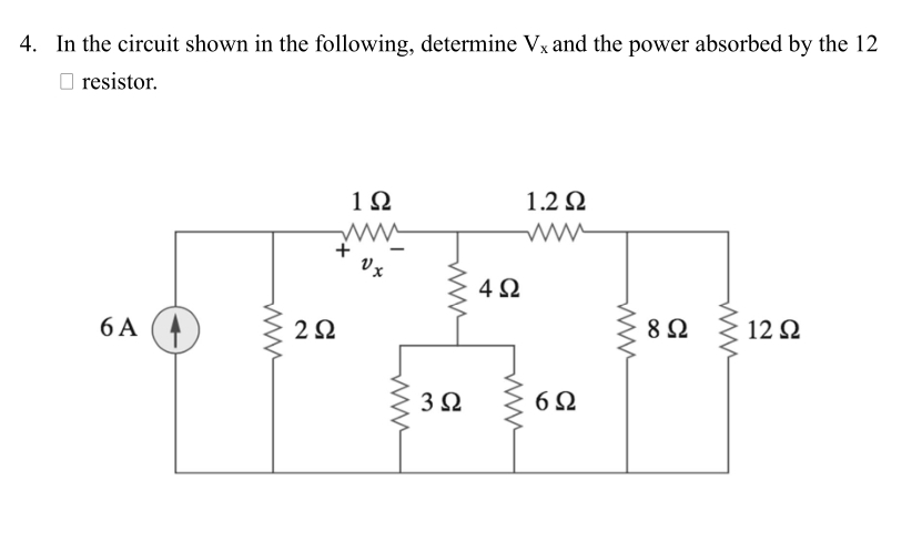 Solved In the circuit shown in the following, determine Vx | Chegg.com