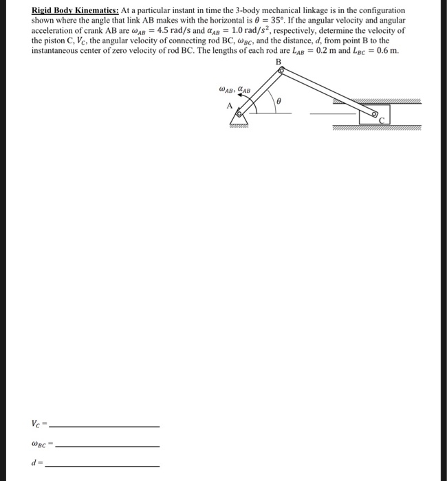 Solved Rigid Body Kinematics: At a particular instant in | Chegg.com