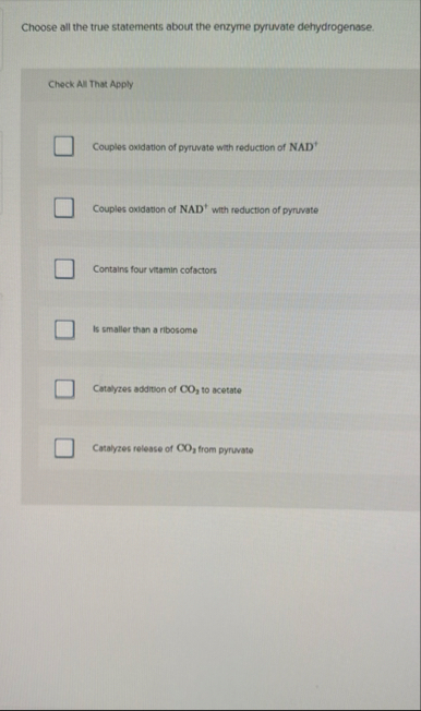 Solved Choose all the true statements about the enzyme | Chegg.com