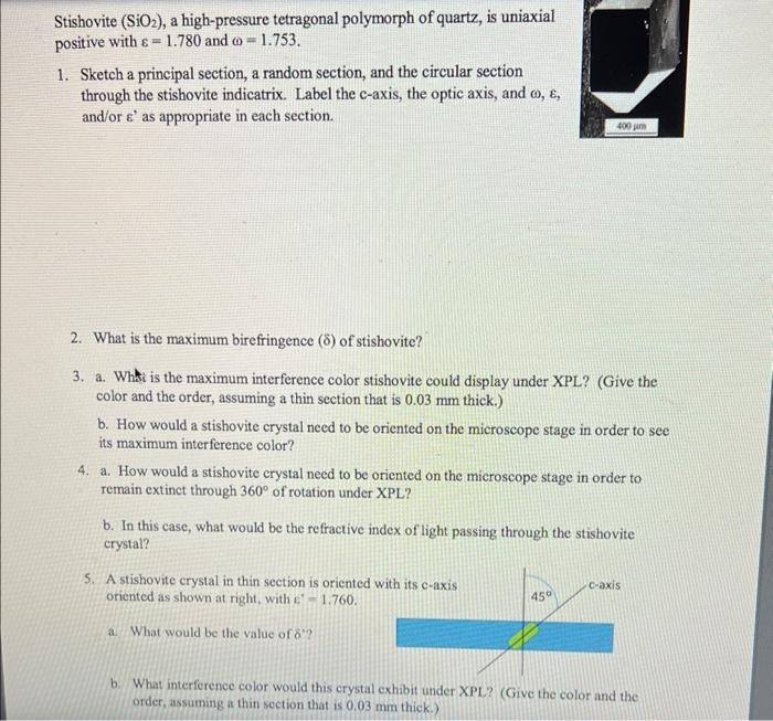 Stishovite (SiO2), a high-pressure tetragonal | Chegg.com