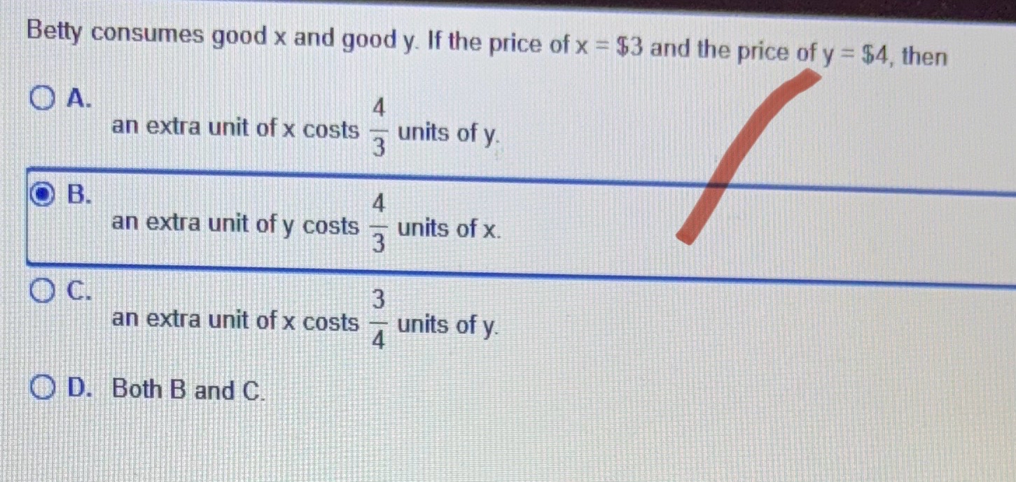 Solved Betty consumes good x ﻿and good y. ﻿If the price of | Chegg.com
