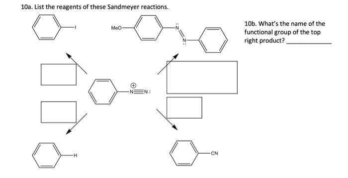 Solved 10a. List the reagents of these Sandmeyer reactions. | Chegg.com