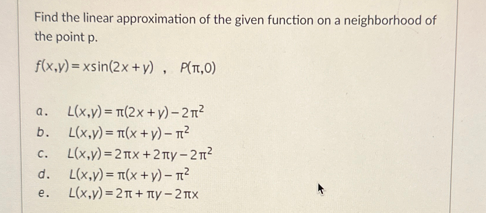 Solved Find the linear approximation of the given function | Chegg.com