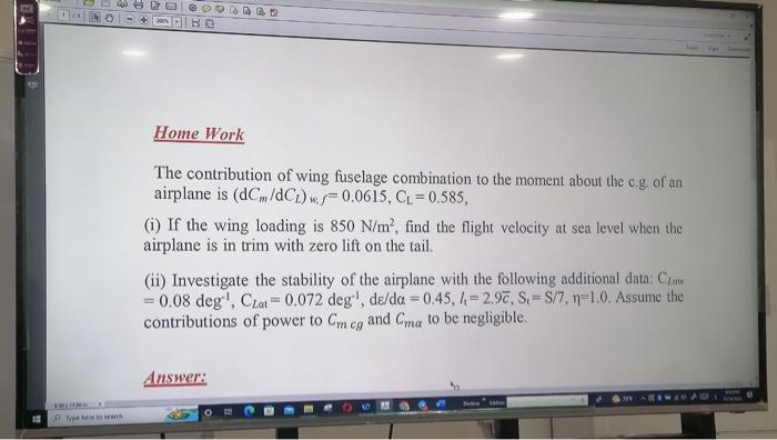 Solved The contribution of wing fuselage combination to the | Chegg.com