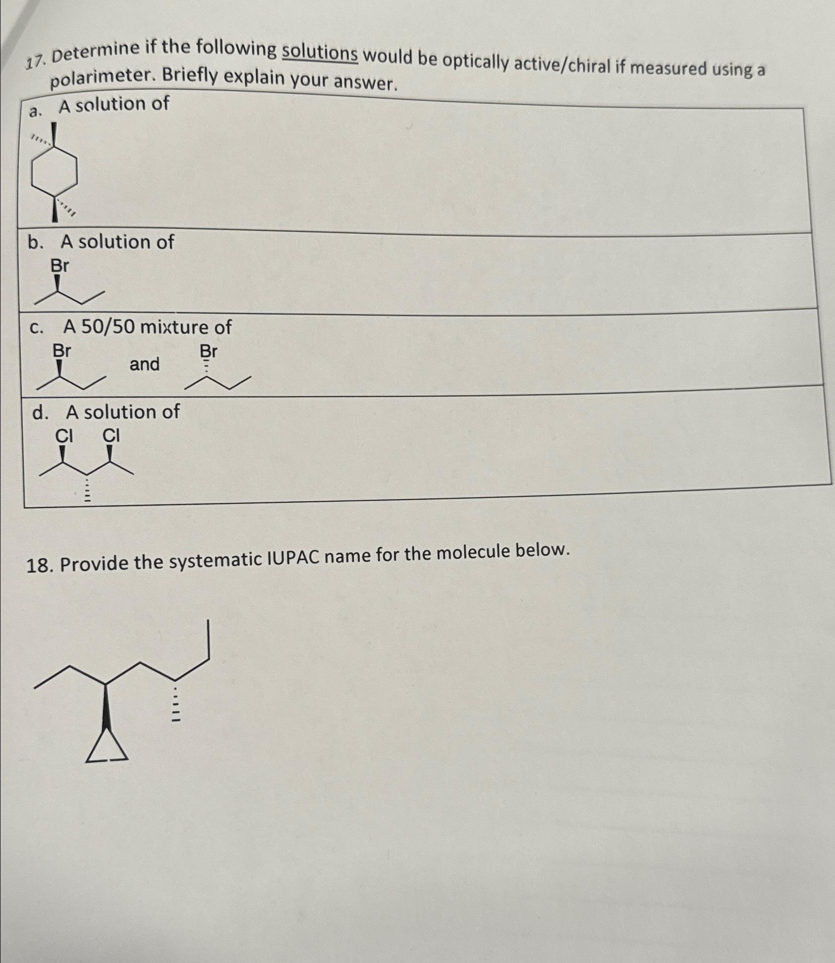 Solved Determine if the following solutions would be | Chegg.com